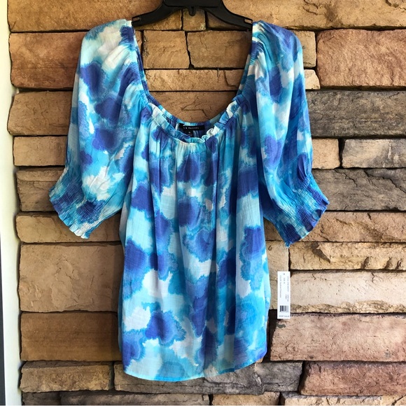 Zac & Rachel | Tops | Zac Rachel Blue White On Or Off Shoulder Short ...